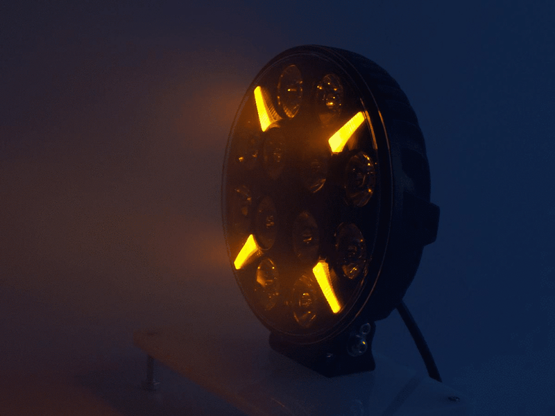 Round LED high-beams with dual position-light, E-approved 9-36V - Matronics